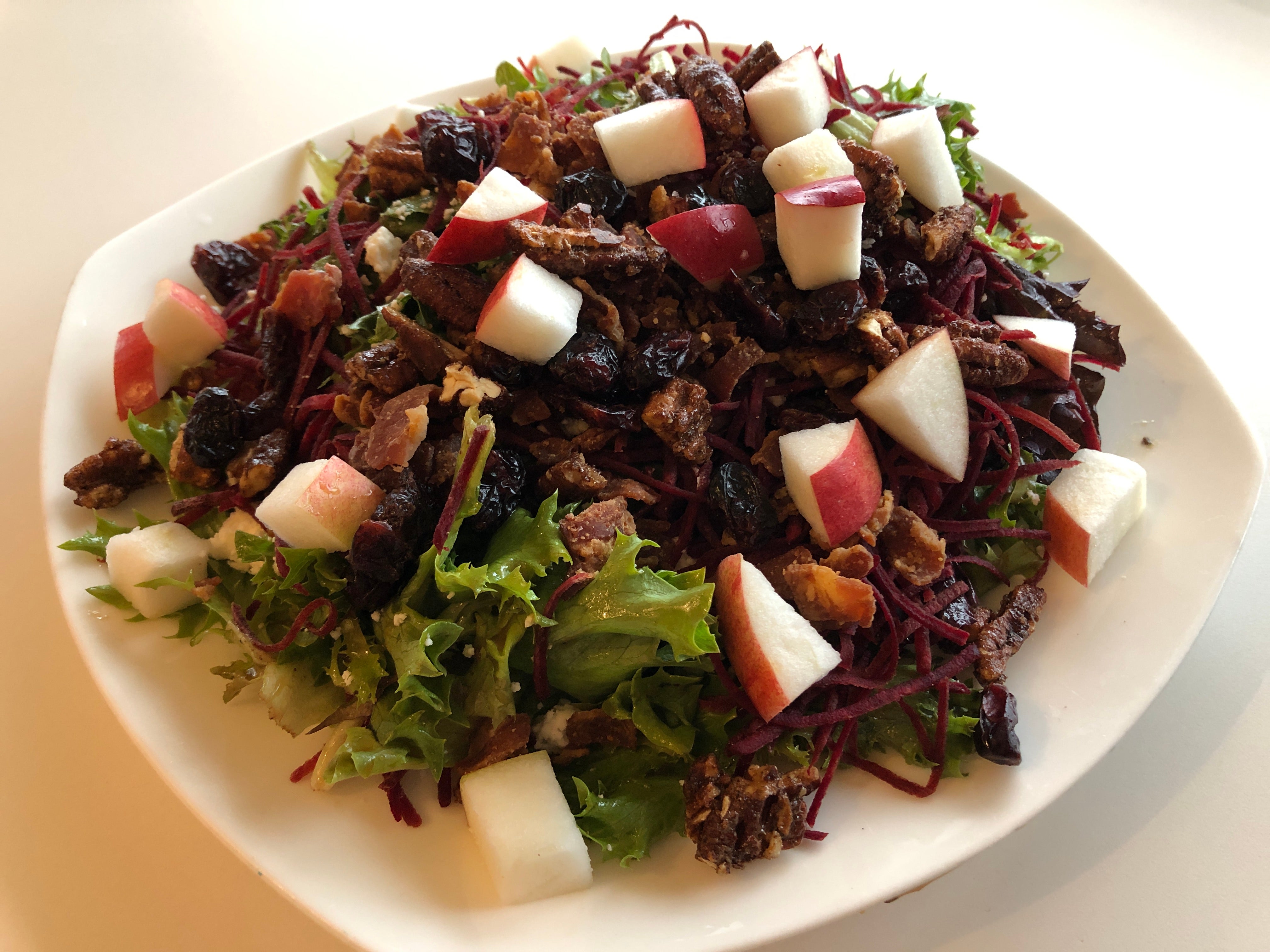Harvest Salad – Seasonal Fruit, Goat Cheese, Spiced Pecans & Maple ...